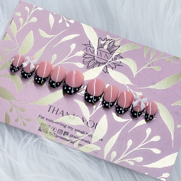 Makeup | Classy Elegant Polkadot French Pastel Pink Fantasy Press On ...